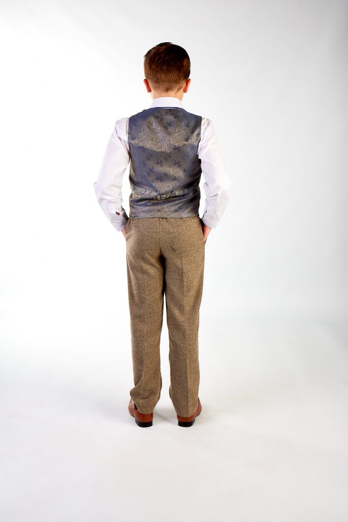 Boys 5 Piece Light Brown Tweed Suit - Occasionwear for Kids