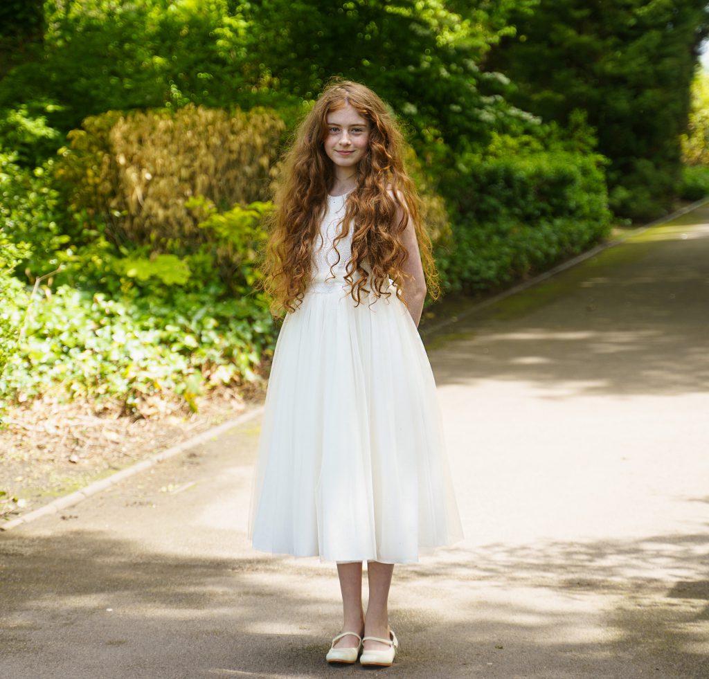 Girls Eliza Dress in White - Occasionwear for Kids