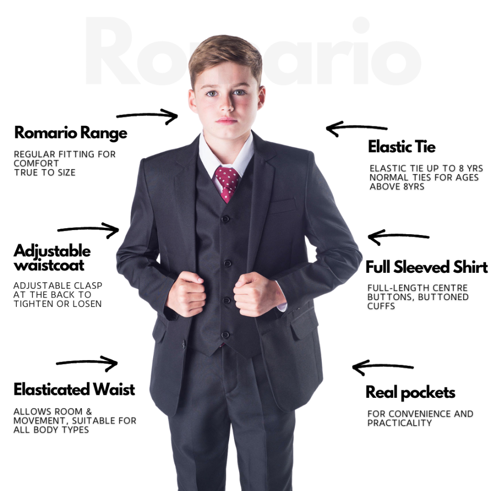 Boys 5 Piece Black Romario - Occasionwear for Kids