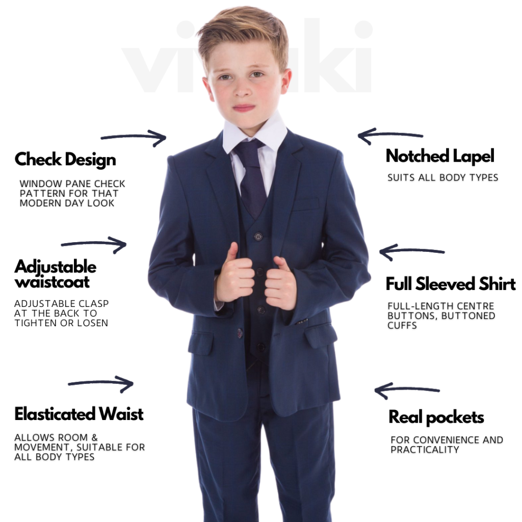 Boys Navy Check Suit Spencer - Occasionwear for Kids