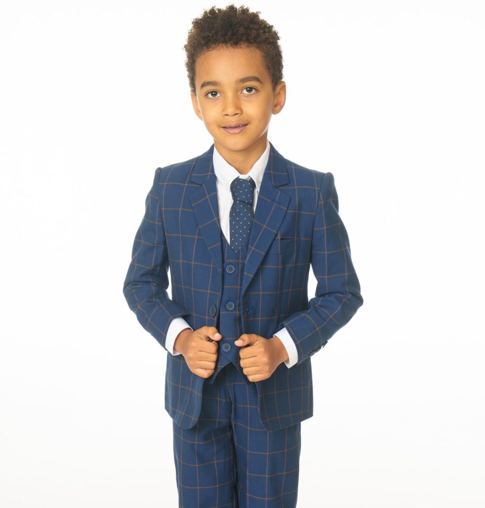 Boys Navy Check Suit Robert - Occasionwear for Kids