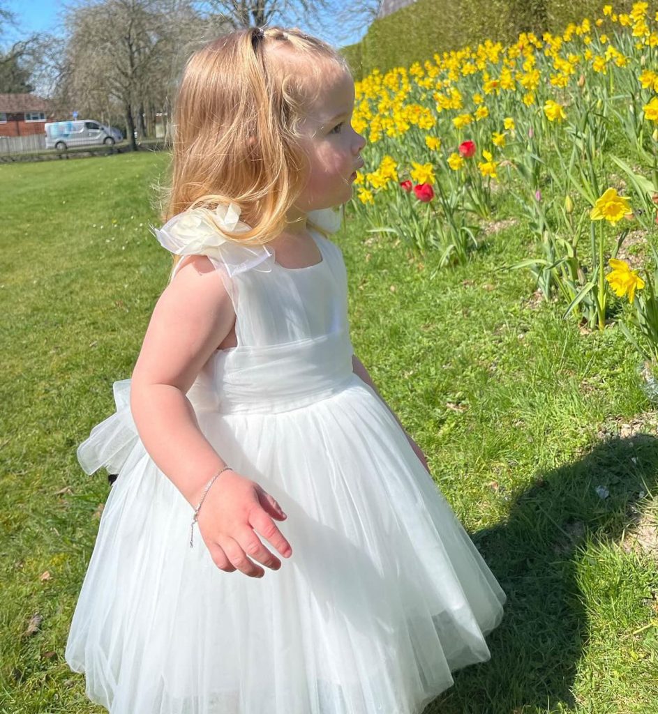 Girls Ivory Rose Sash Dress – Occasionwear for Kids