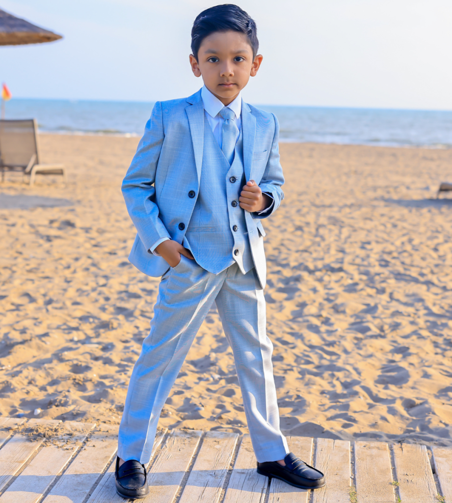 Baby Boys 5 Piece Light Blue Suit Milano Mayfair - Occasionwear for Kids