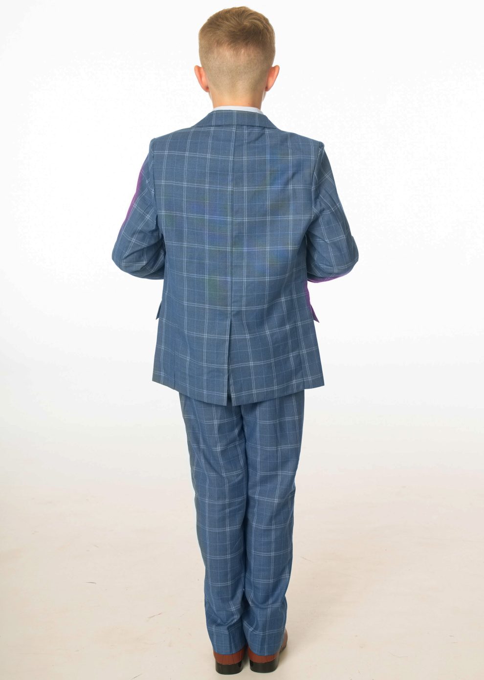 Boys 5 Piece Blue Check Suit - Occasionwear for Kids