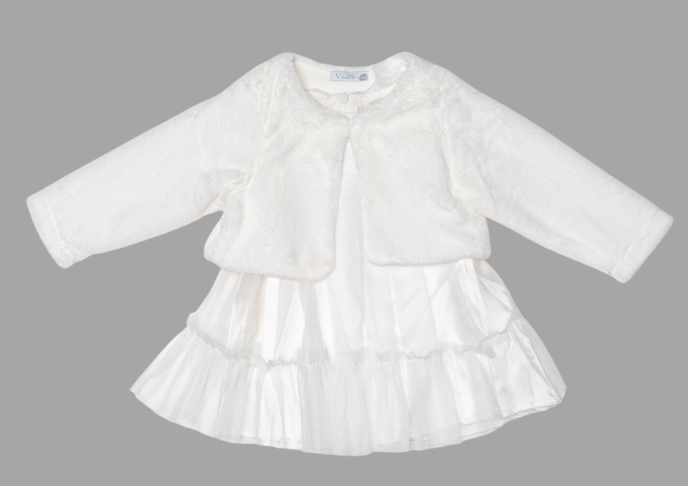 Girls Ivory Anne Dress with Fur Bolero - Occasionwear for Kids