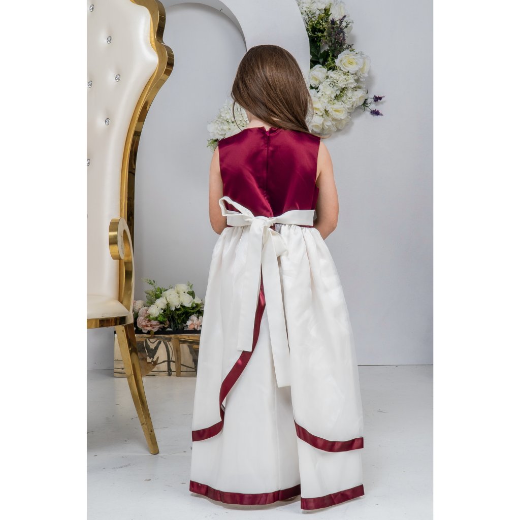 Girls Qwynn Dress in Red/Ivory - Occasionwear for Kids