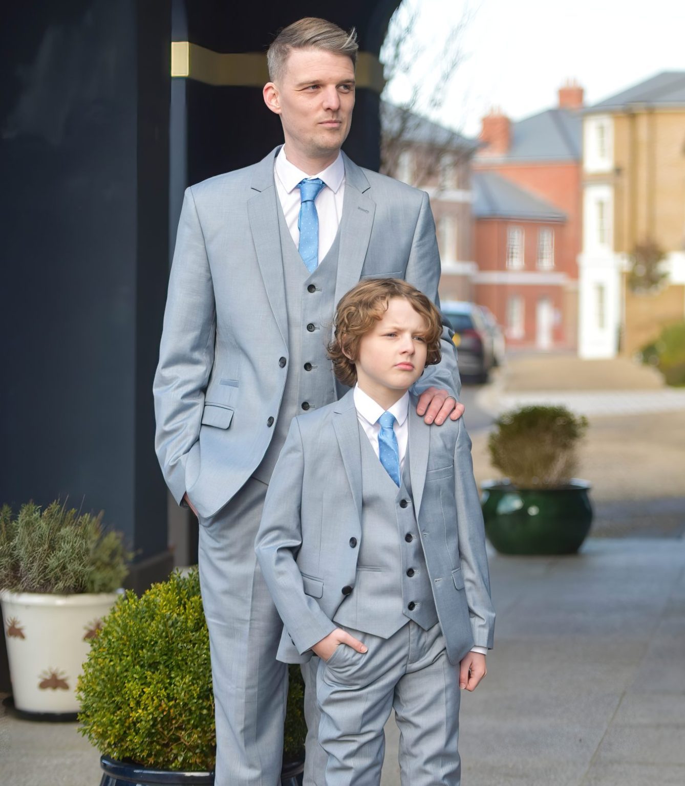Mens Three Piece Light Grey Suit Milano Mayfair - Occasionwear for Kids
